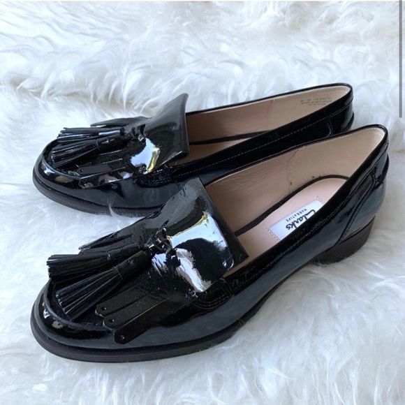 Clarks | Shoes | Clarks Busby Folly Black Patent Leather 75 | Poshmark